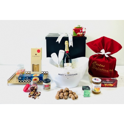 Cesta de Natal Moet Chandon. Cestas Sofisticadas